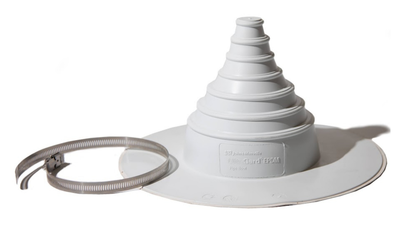 JM White EPDM Peel and Stick Pipe Boots | Johns Manville